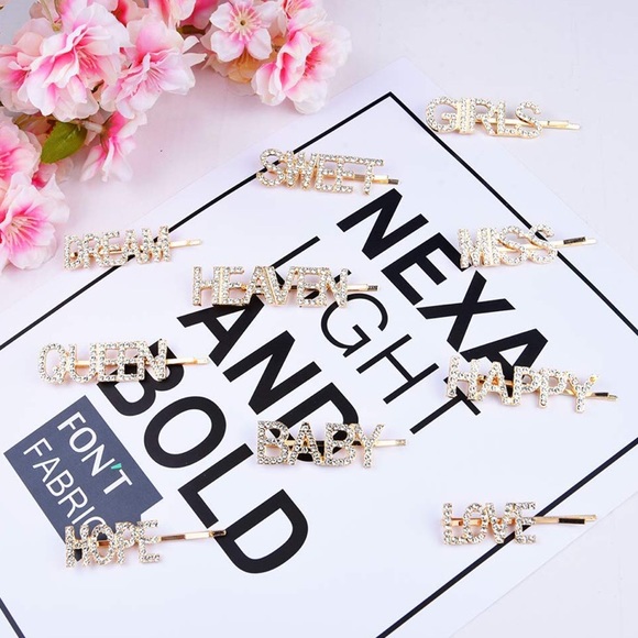 Accessories | 1pcs Word Hair Clip Bobby Pins Sparkly Gold | Poshmark
